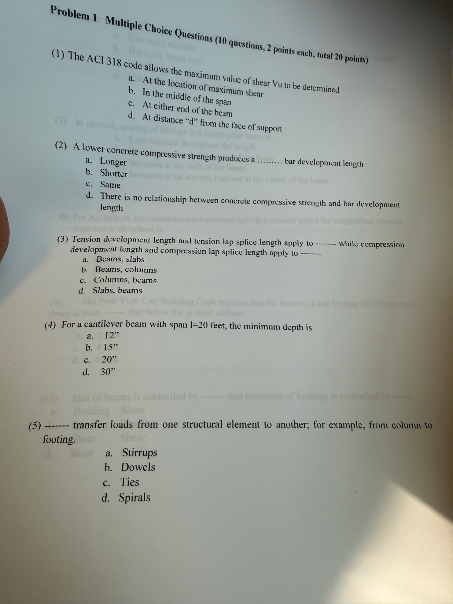 Solved Problem 1 ﻿Multiple Choice Questions (10 ﻿questions, | Chegg.com
