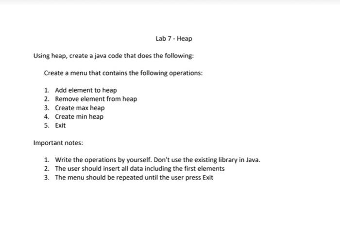 Solved Using heap, create a java code that does the | Chegg.com