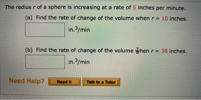 Solved The radius r of a circle is increasing at a rate of 3 | Chegg.com