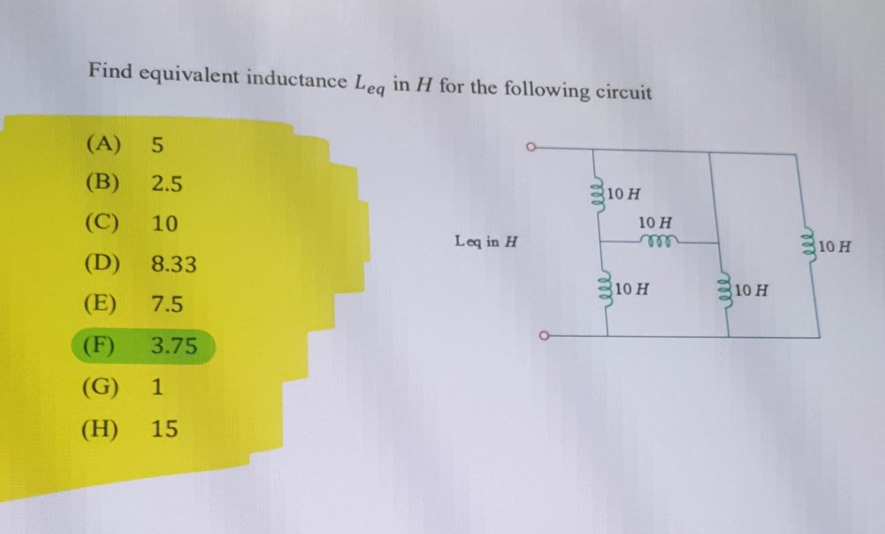 Solved Find equivalent inductance Leg in H for the following | Chegg.com