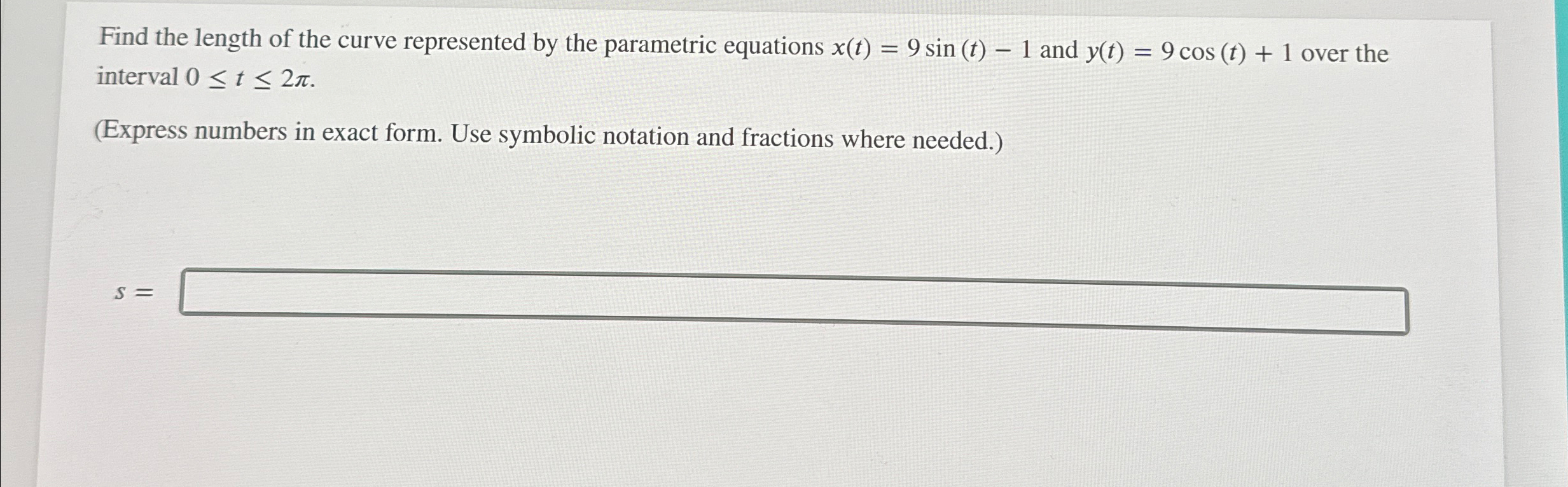 Solved Find the length of the curve represented by the | Chegg.com