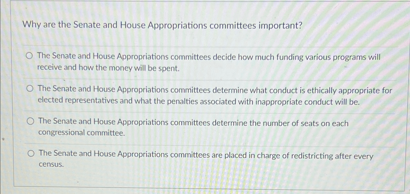 Solved Why are the Senate and House Appropriations | Chegg.com