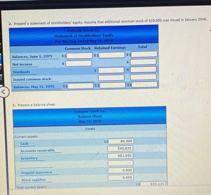 Solved Palisade Creek Co. Income Statement For the Year | Chegg.com