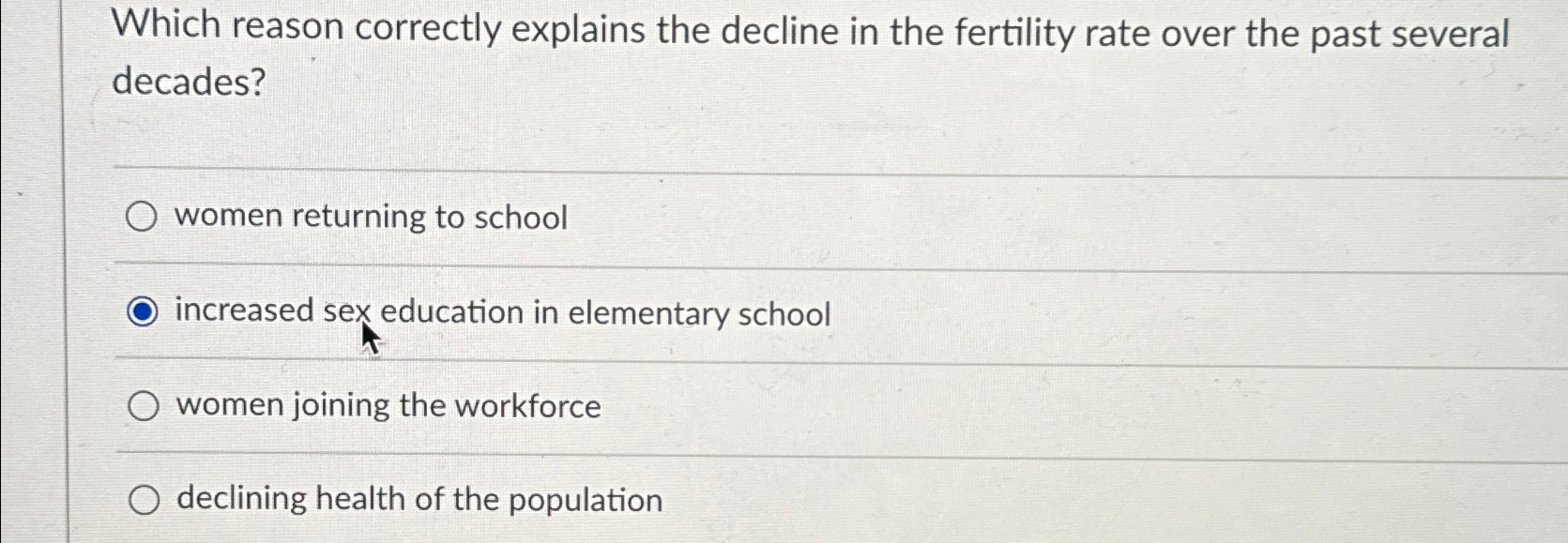 Solved Which reason correctly explains the decline in the | Chegg.com