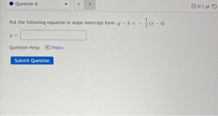 Solved Put the following equation in slope-intercept form: | Chegg.com