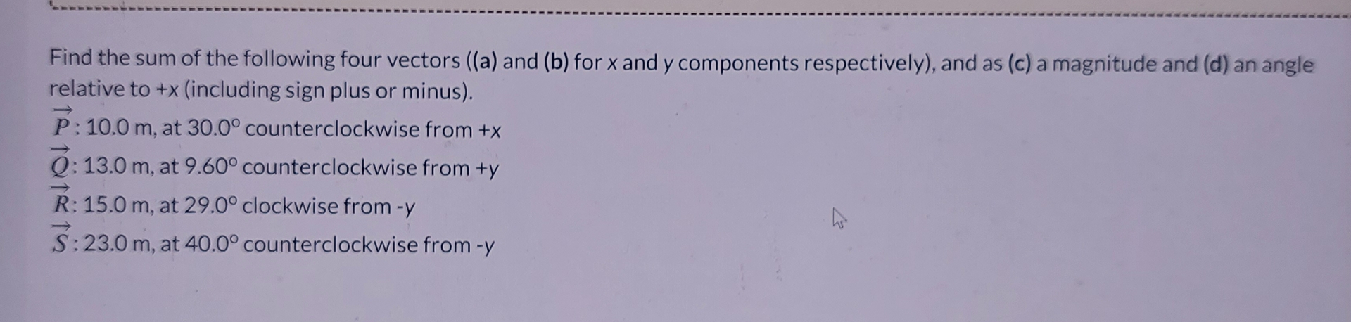 Solved Find the sum of the following four vectors ((a) ﻿and | Chegg.com