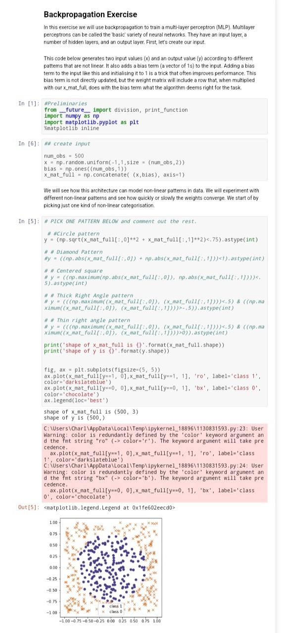 Backpropagation Exercise In this exercise we will use | Chegg.com