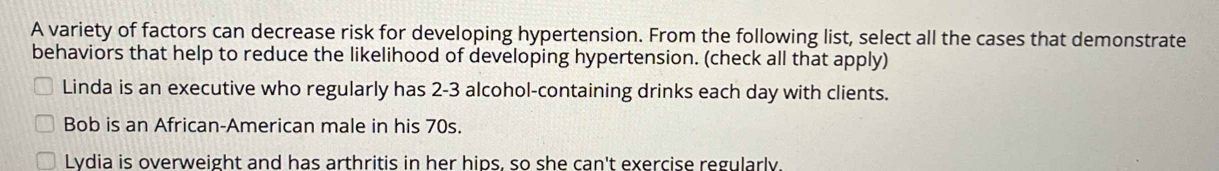 Solved A variety of factors can decrease risk for developing | Chegg.com