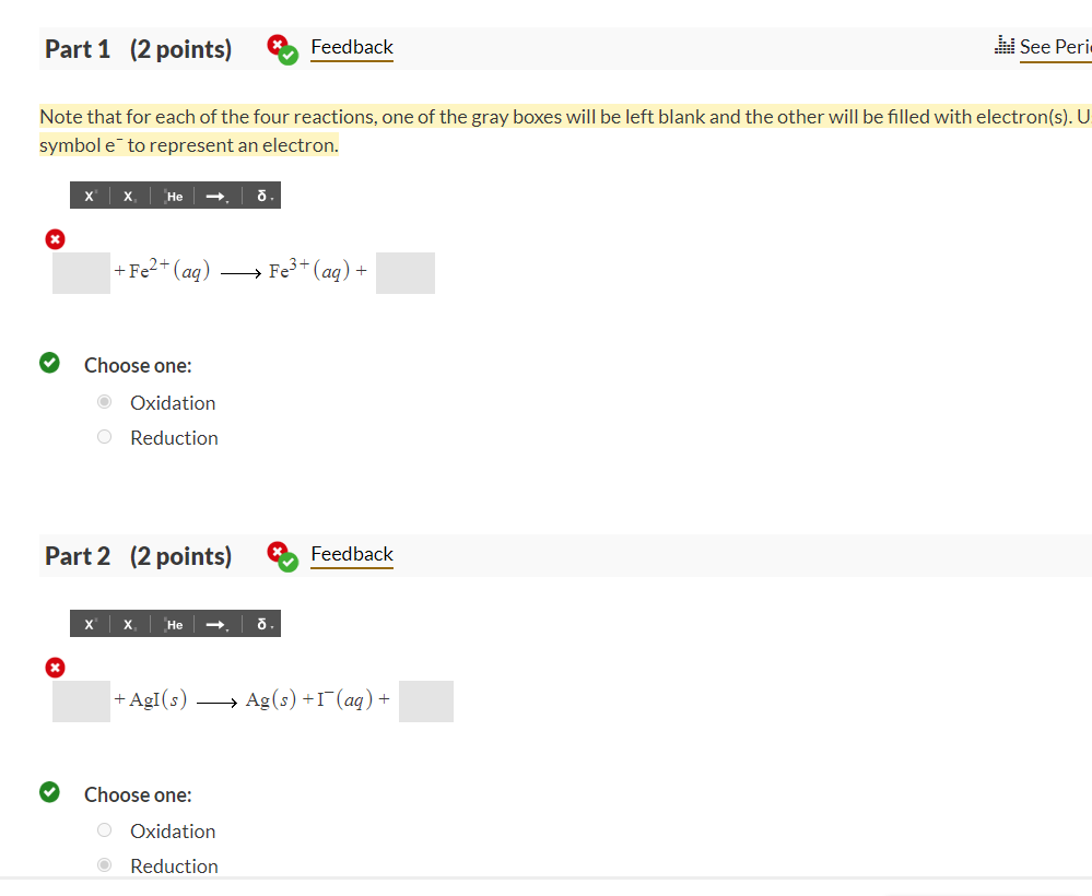 Solved Note that for each of the four reactions, one of the | Chegg.com