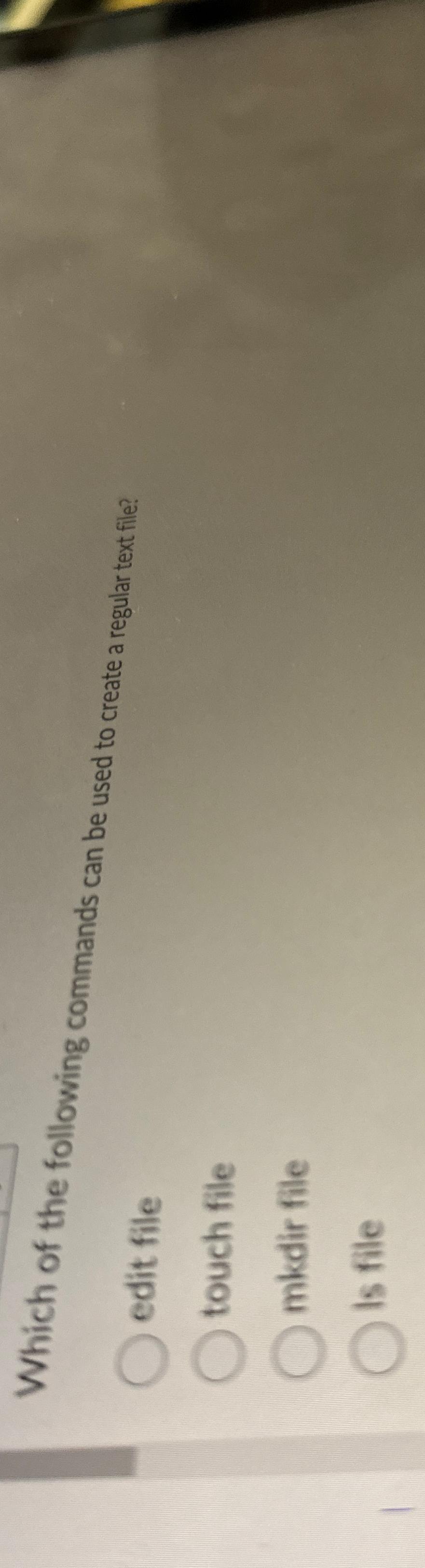 Solved Which of the following commands can be used to create | Chegg.com