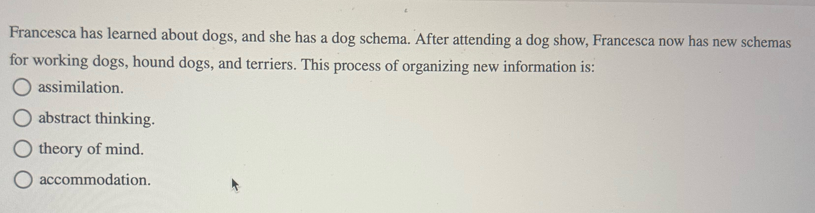 Solved Francesca has learned about dogs, and she has a dog | Chegg.com