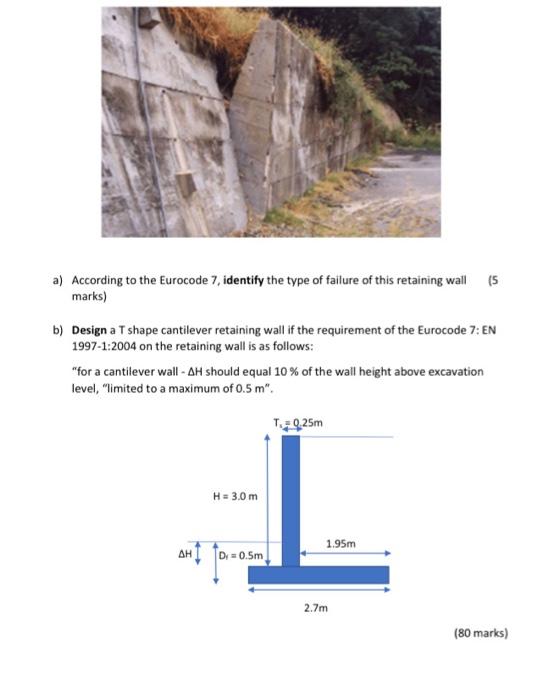 Solved a) According to the Eurocode 7, identify the type of | Chegg.com