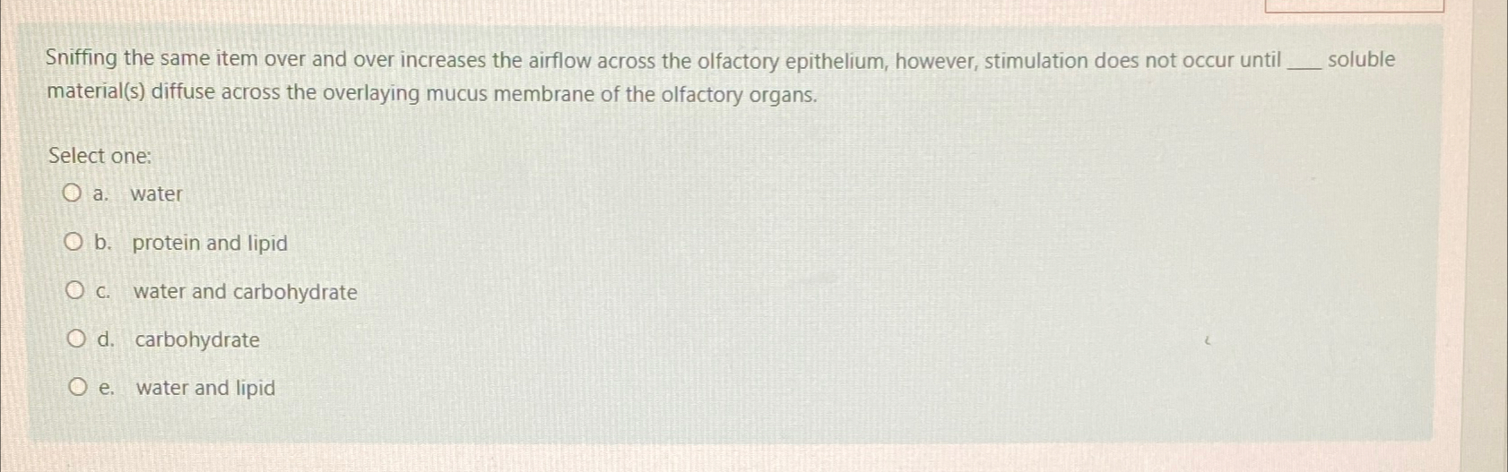 Solved Sniffing the same item over and over increases the | Chegg.com