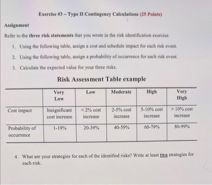 Exercise #3 - Type II Contingency Calculations (25 | Chegg.com