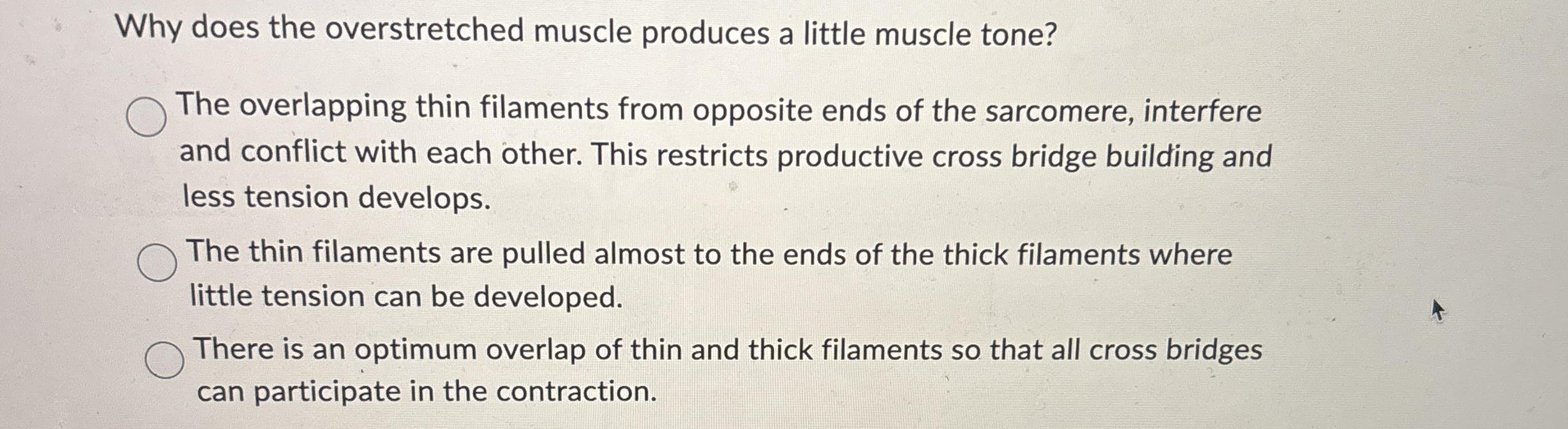 Solved Why does the overstretched muscle produces a little | Chegg.com