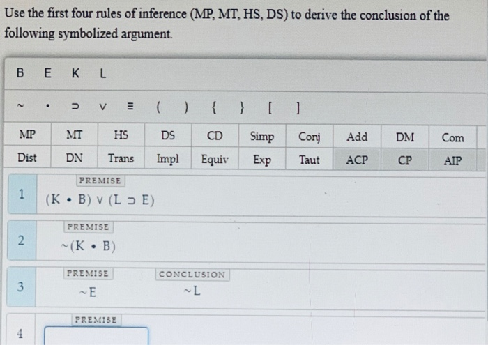 Solved Use the first four rules of inference (MP, MT, HS, | Chegg.com