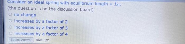 Solved Consider an ideal spring with equilibrium length =L0. | Chegg.com
