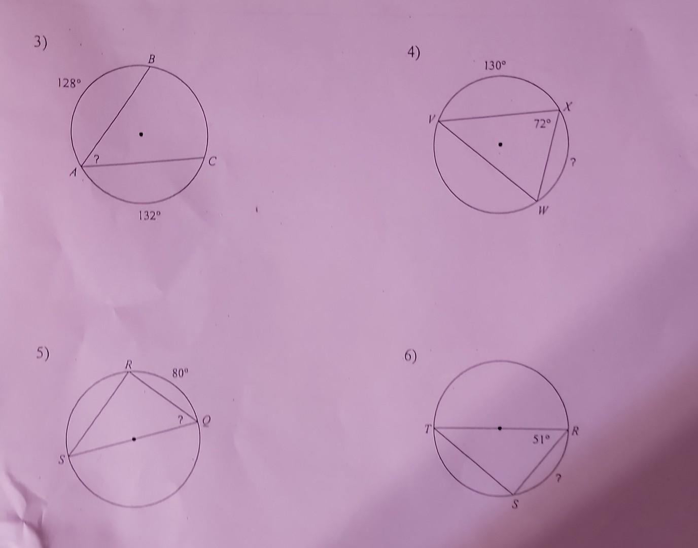 Solved find the measure of the arc or angle indicated on all | Chegg.com