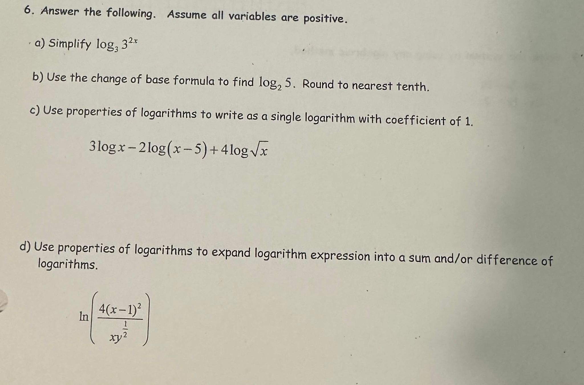 Solved Answer the following. Assume all variables are | Chegg.com