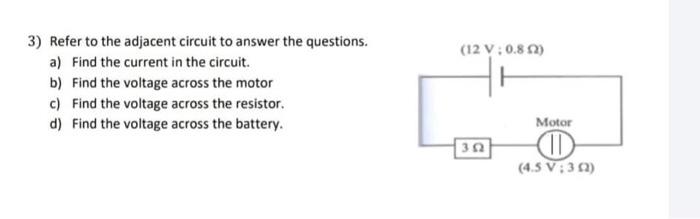 Solved (12 Y:0.8) 3) Refer to the adjacent circuit to answer | Chegg.com
