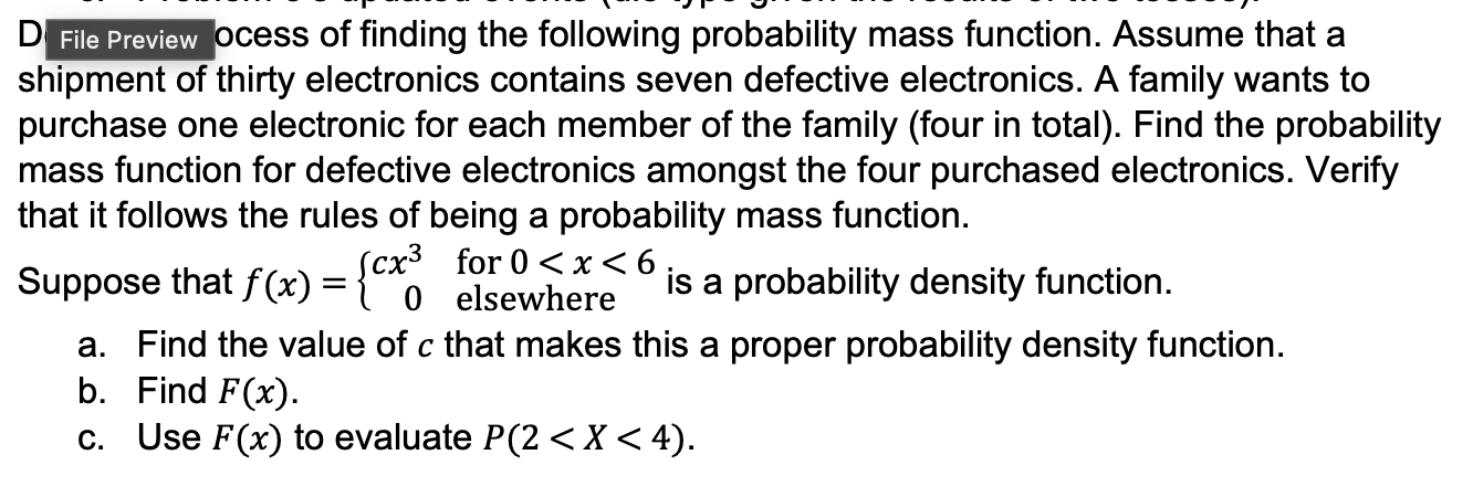 Solved File Preview ocess of finding the following | Chegg.com