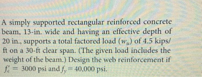 Solved A simply supported rectangular reinforced concrete | Chegg.com