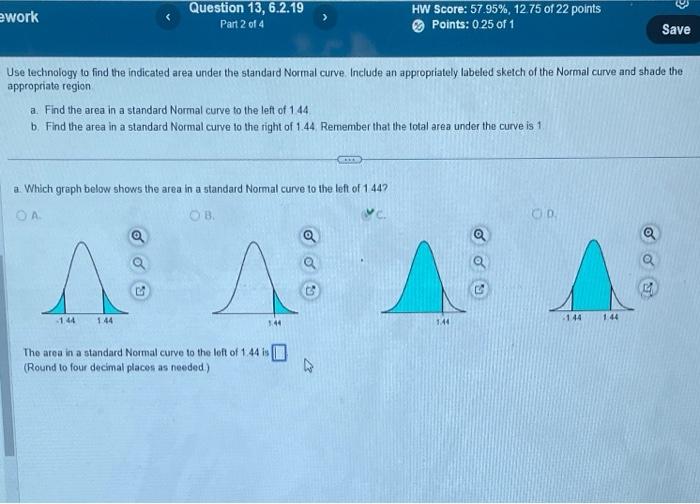 Solved Use technology to find the indicated area under the | Chegg.com