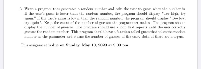 Solved 3 Write A Program That Generates A Random Number And 8761