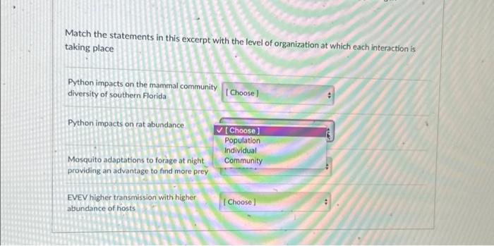 Solved Match the statements in this excerpt with the level | Chegg.com