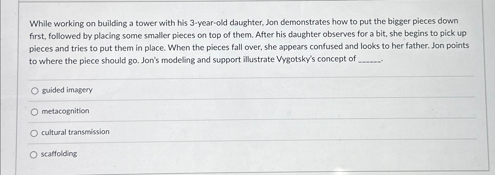 Solved While working on building a tower with his 3-year-old | Chegg.com