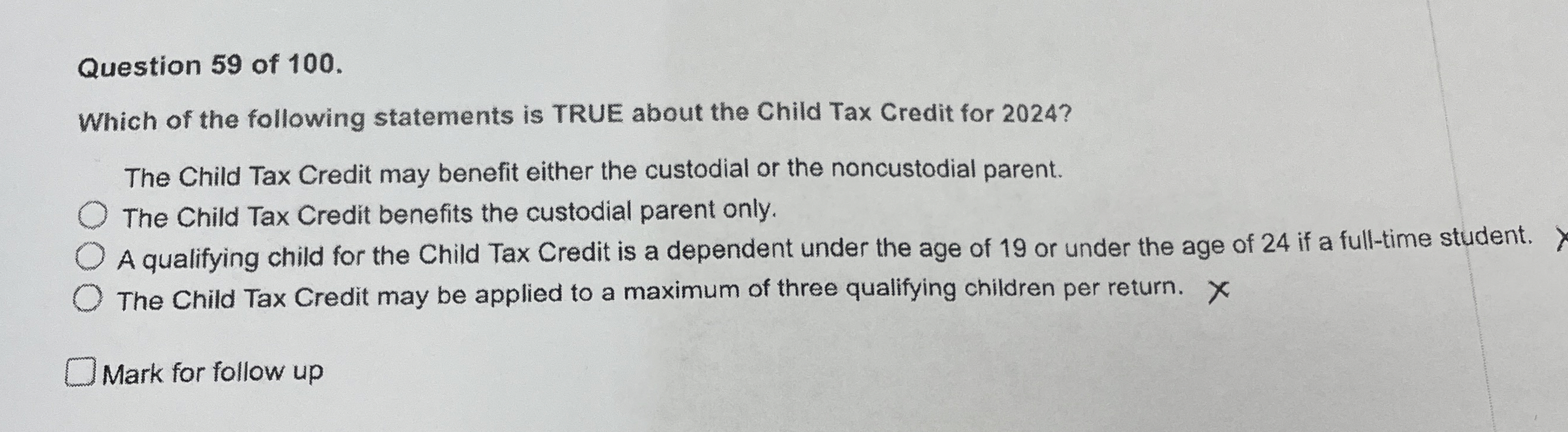 Solved Question 59 ﻿of 100.Which of the following statements | Chegg.com