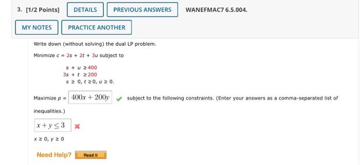 Solved 2. (1/2 points) DETAILS PREVIOUS ANSWERS | Chegg.com Solved 2. (1/2 points) DETAILS PREVIOUS ANSWERS | Chegg.com