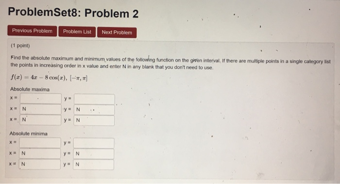 Solved Problem Set8 Problem 2 Previous Problem Problem List 4729