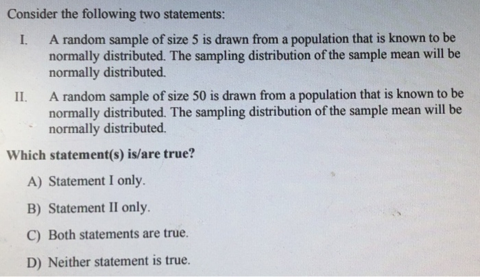 Solved Consider the following two statements: I. A random | Chegg.com