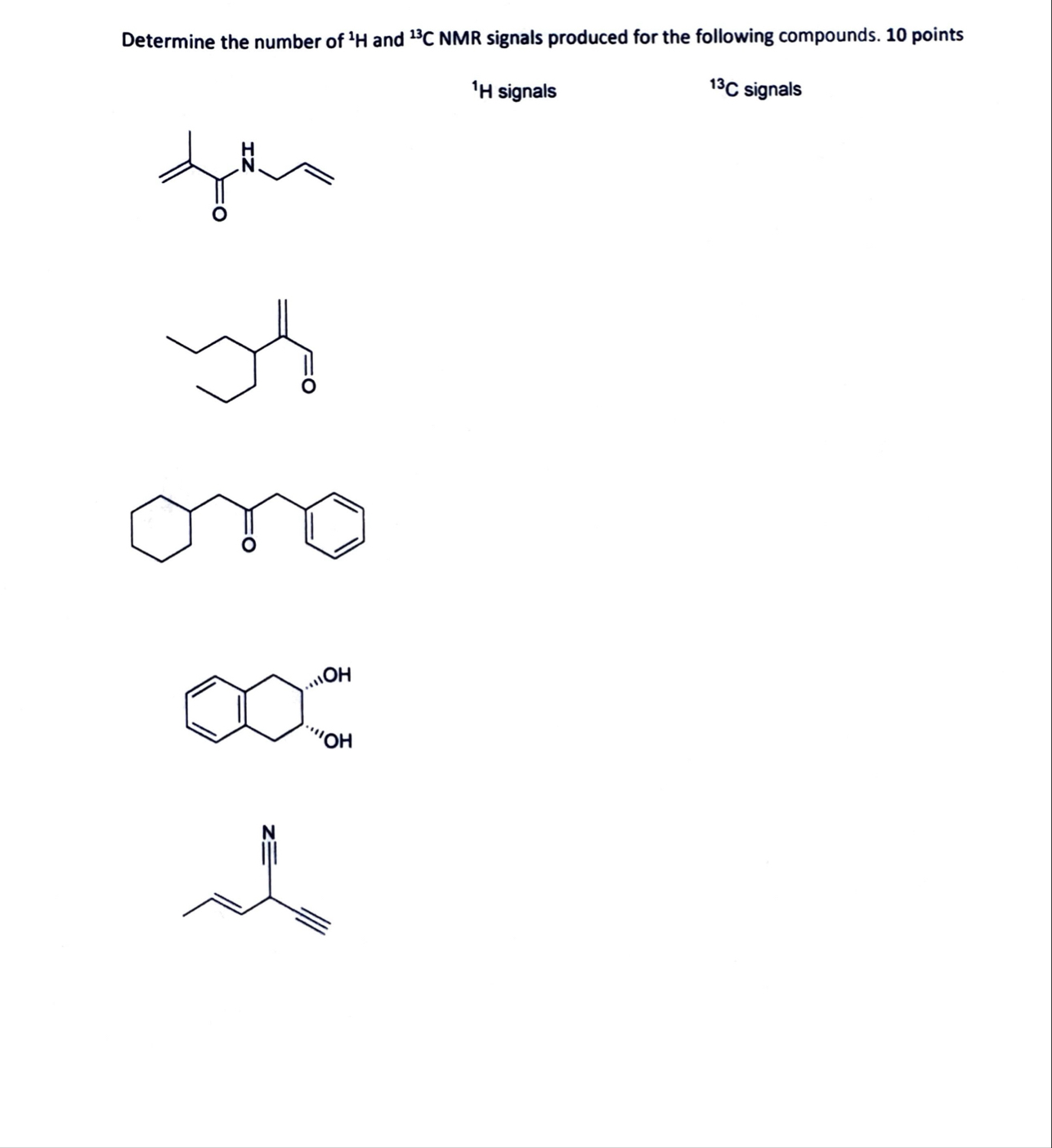 Solved Determine the number of ?1H ﻿and ?13C ﻿NMR signals | Chegg.com
