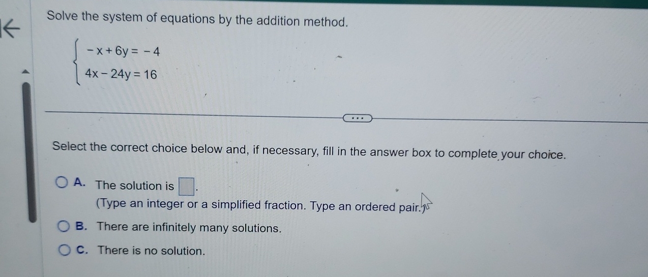 Solved Solve the system of equations by the addition | Chegg.com