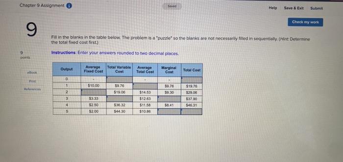 Solved Chapter 9 Assignment Saved Help Save & Exit Submit | Chegg.com
