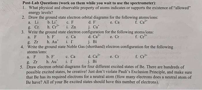 Solved Post-Lab Questions (work on them while you wait to | Chegg.com