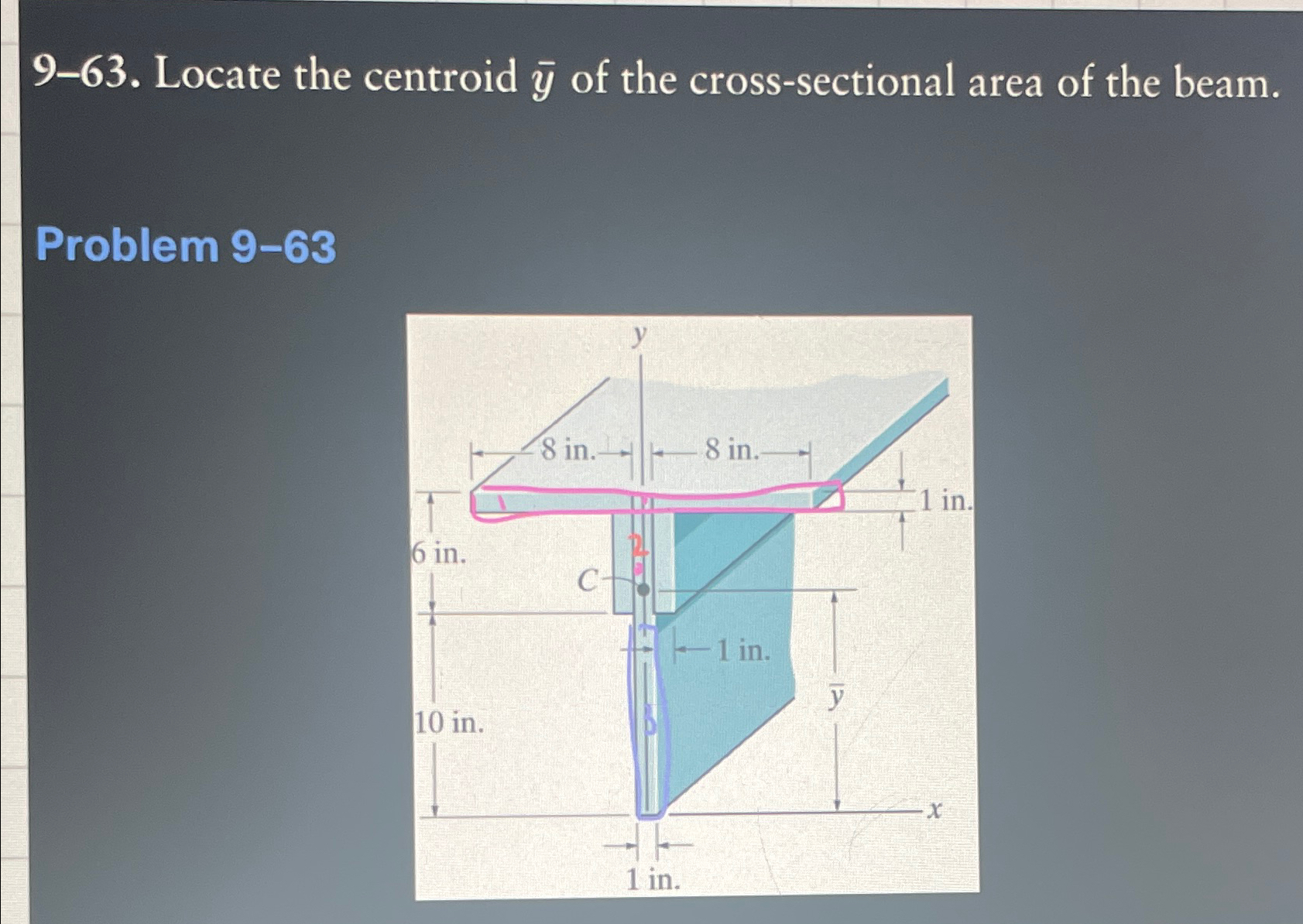 Solved 9-63. ﻿Locate the centroid ?bar (y) ﻿of the | Chegg.com