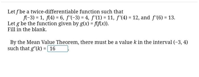 Solved Let f be a twice-differentiable function such that | Chegg.com