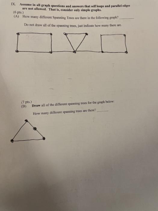 Solved IX. Assume in all graph questions and answers that | Chegg.com