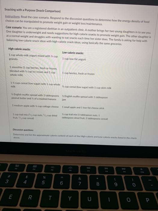 Solved Snacking with a Purpose (Snack Comparison) | Chegg.com