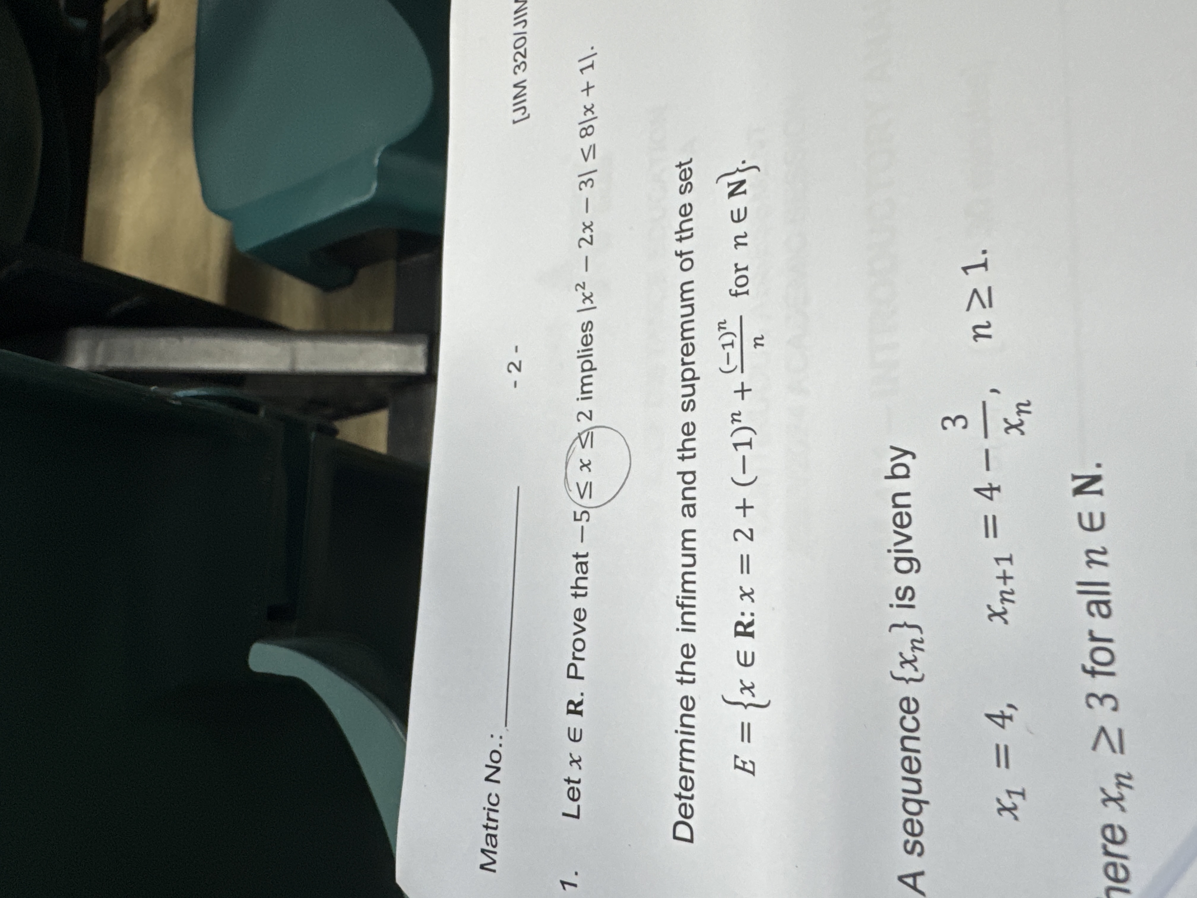 Solved Let xinR. Prove that -5≤x≤2 ﻿implies | Chegg.com