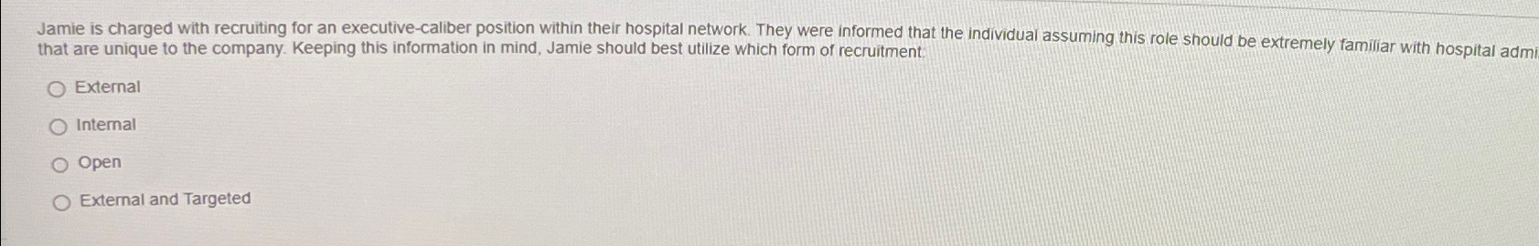 Solved Jamie is charged with recruiting for an | Chegg.com