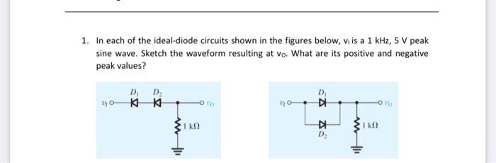Solved 1. In each of the ideal-diode circuits shown in the | Chegg.com