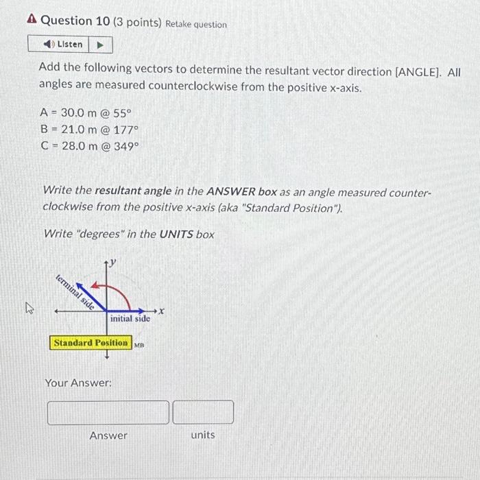 Solved A Question 9 (1 point) Retake question Listen Add the | Chegg.com