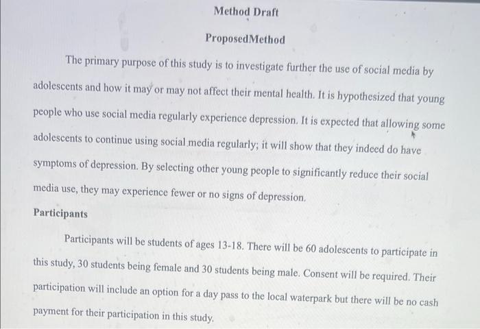 Method Draft Proposed Method The primary purpose of | Chegg.com