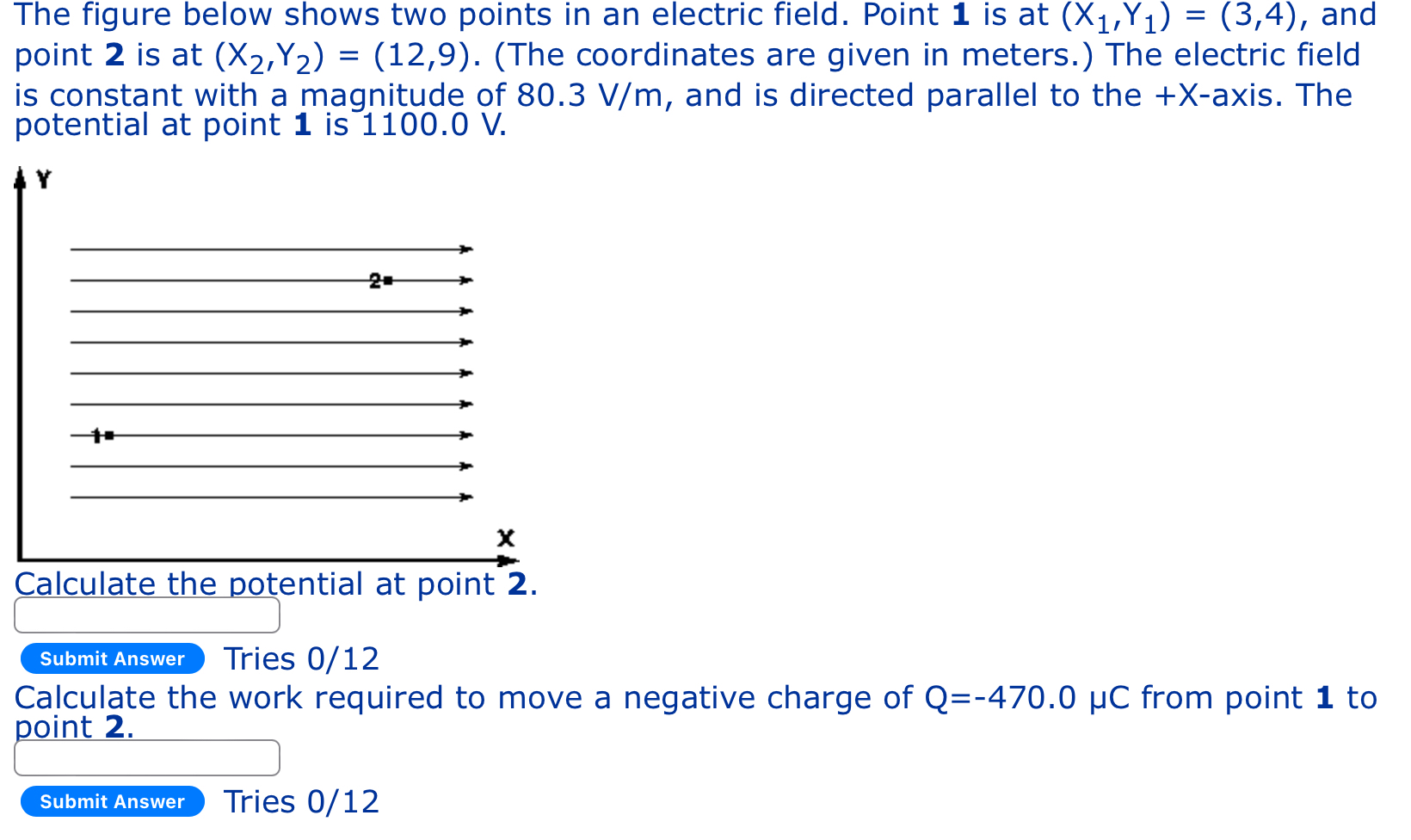 Solved The figure below shows two points in an electric | Chegg.com