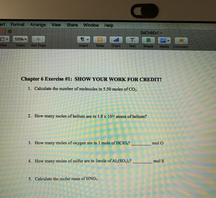 Solved C ert Format Arrange View Share Window Help 3ACh6Ex1 | Chegg.com