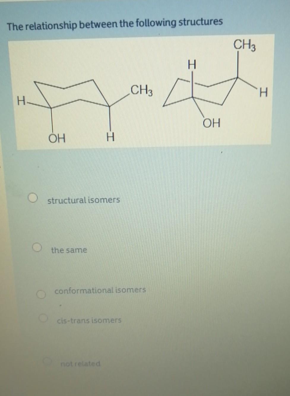 Solved The relationship between the following structures CH3 | Chegg.com